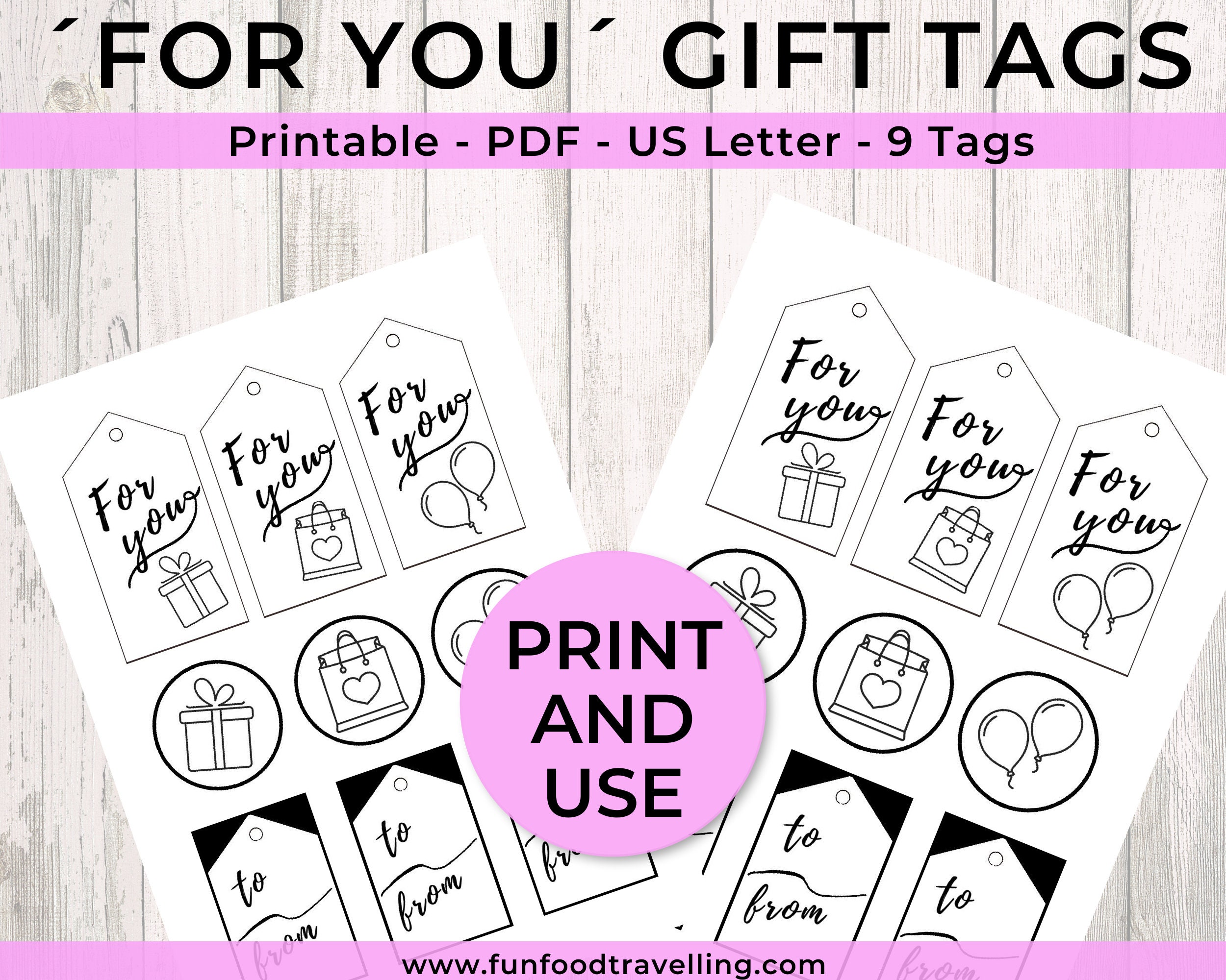 FOR YOU Gift Tags PDF Printable Printable Gift Tags Celebration Tags ...
