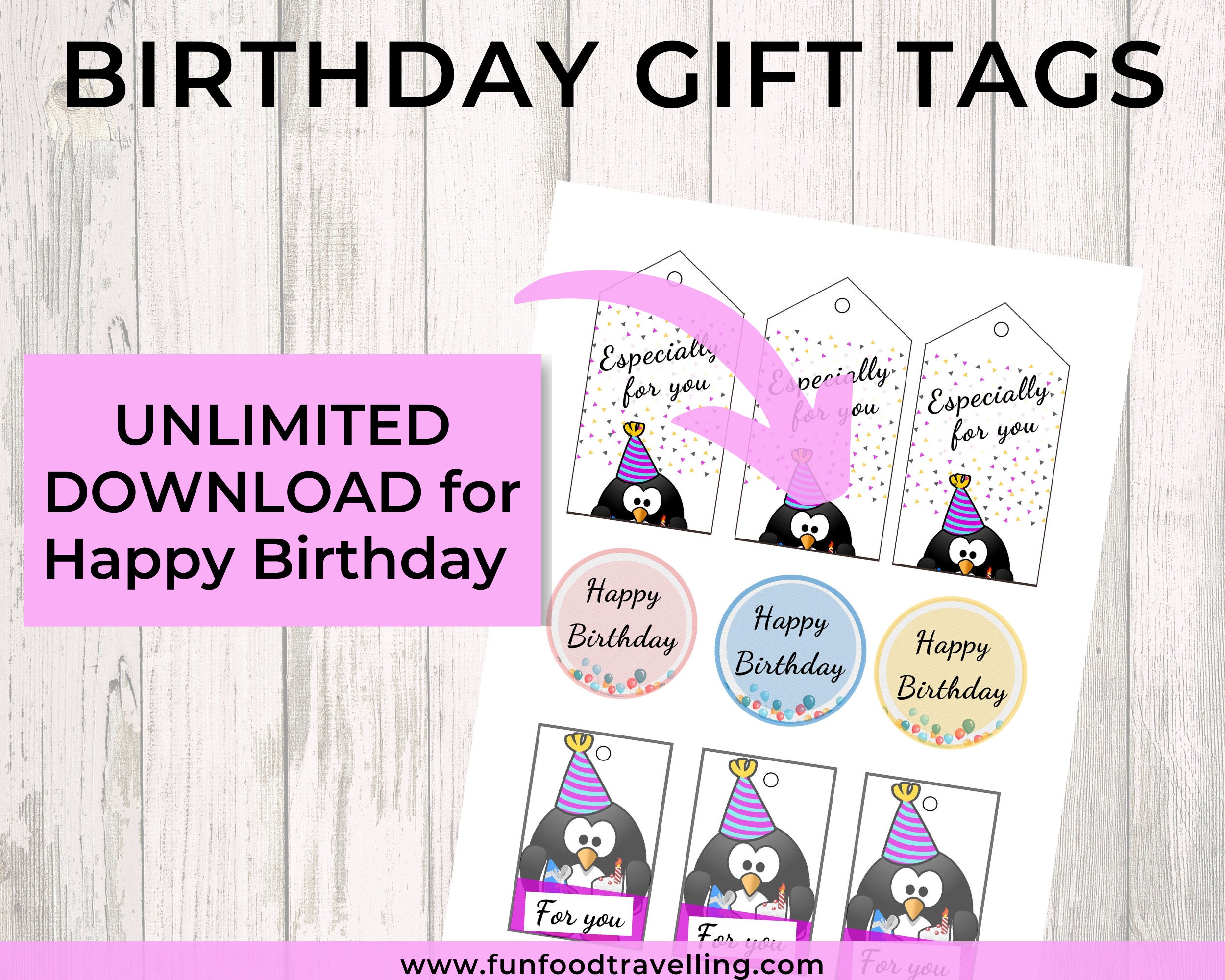 Happy Birthday Tags PDF Printable Printable Birthday Tags - Etsy