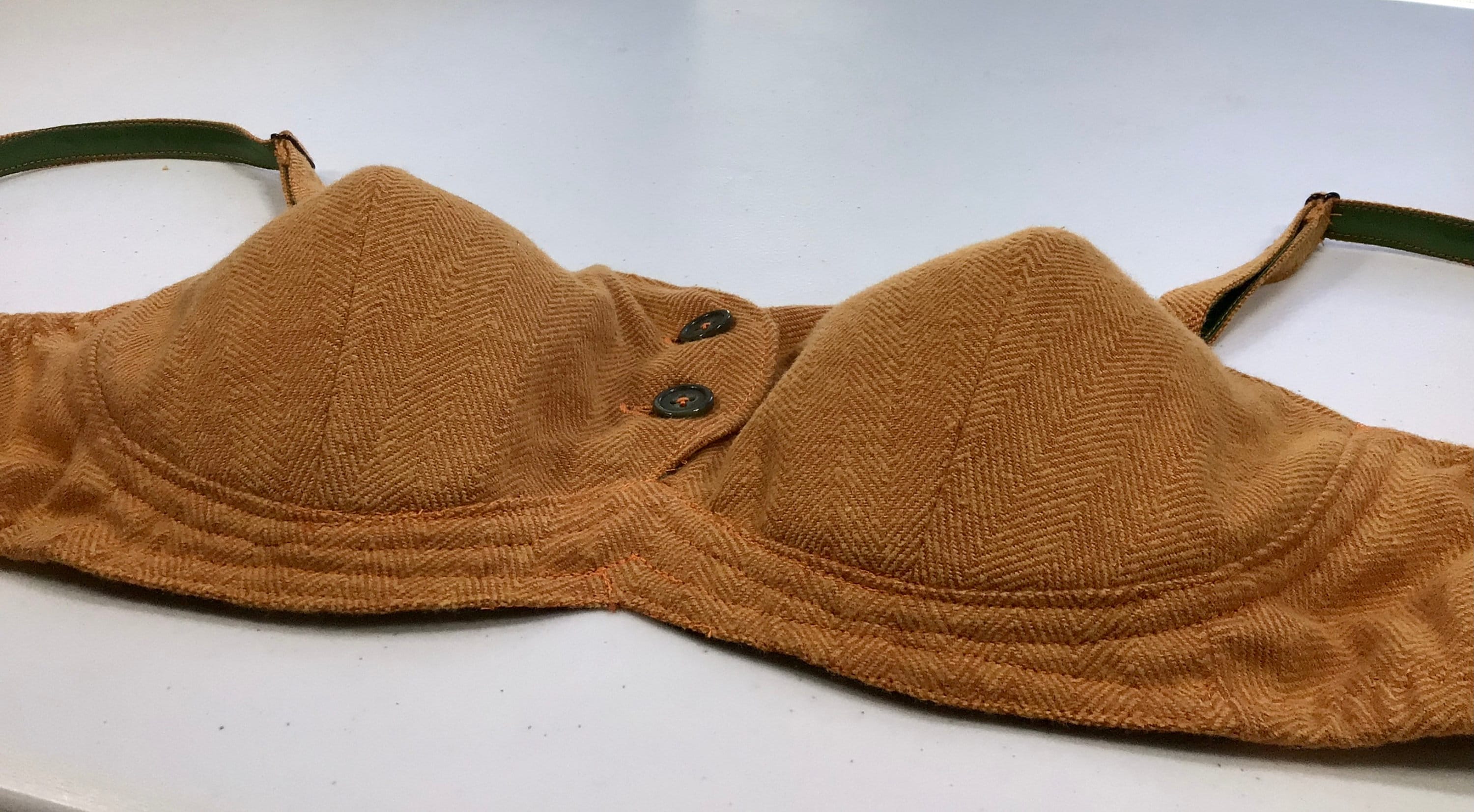 Vintage Bullet Bra Wool Bralette – 1940s 1950s Cone Bra Style, Wire ...