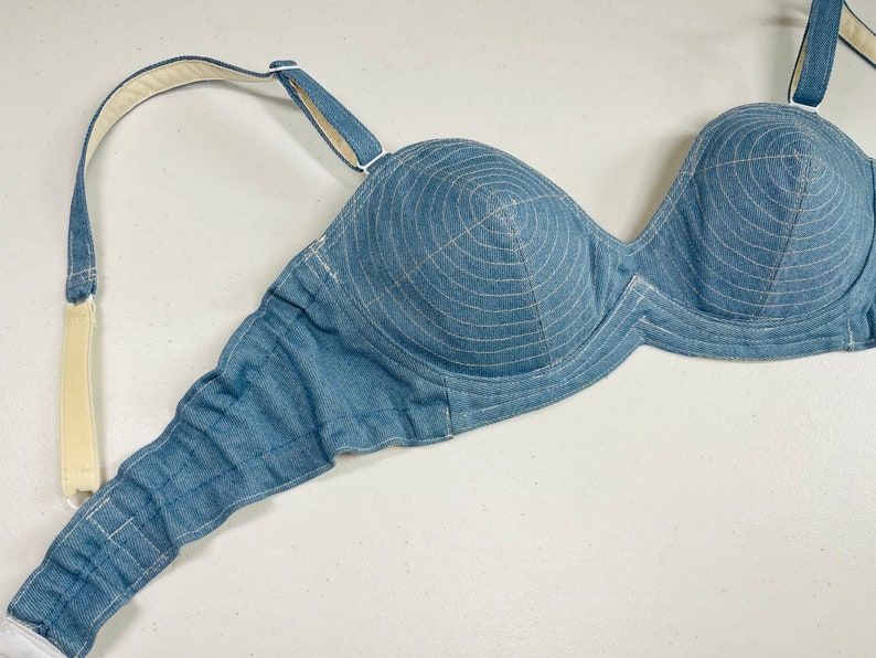 Vintage Style Denim Cone Bullet Bra - Handmade Cotton Lingerie - Etsy