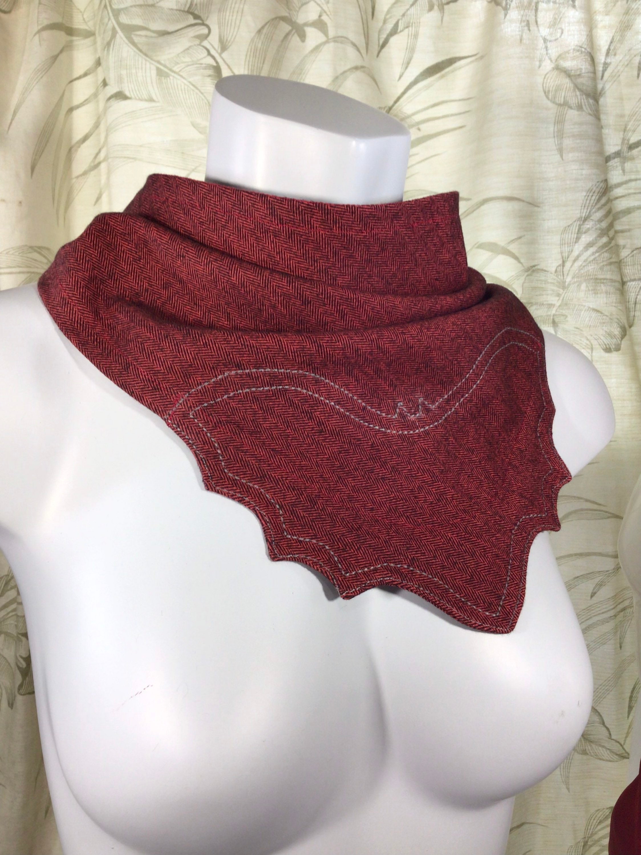 Bat Wing Collar Scarf: Gothic Red Wool Bandana - Etsy
