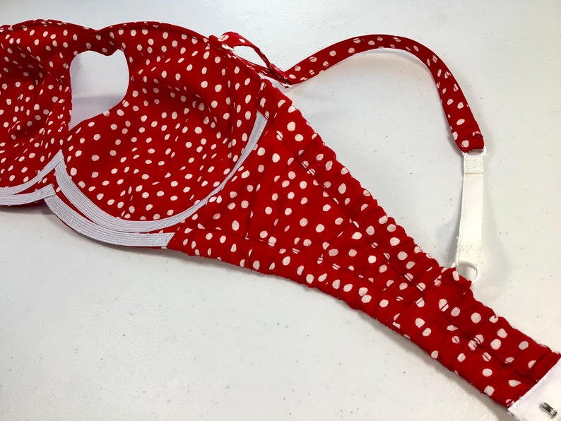 1950s 50s Retro Pin up Bullet Bra – Custom Cone Bra in Polka Dots & Red ...