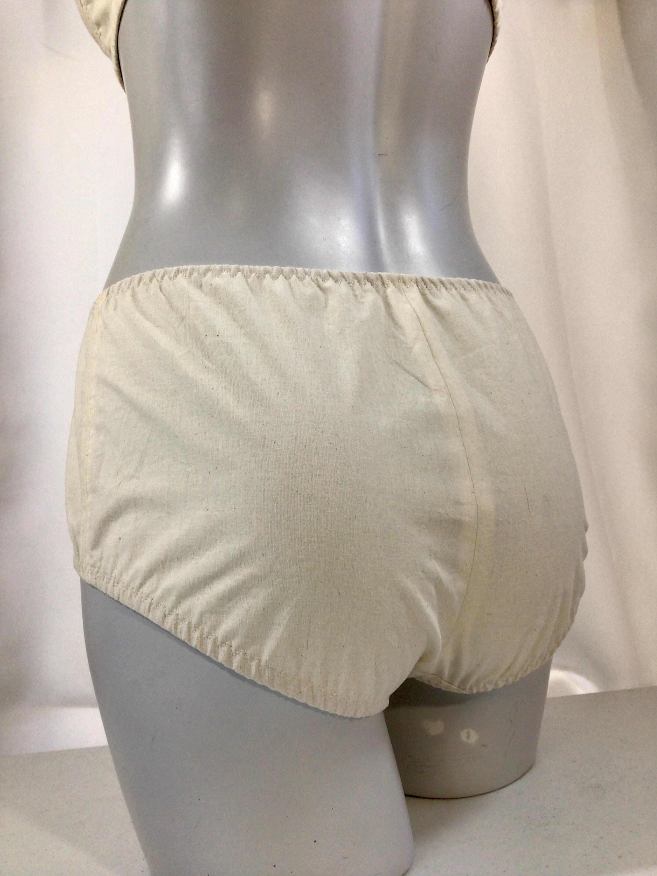 1950s 50s Retro Cotton Mid High Rise Waisted Halo Round Circle Stitched ...