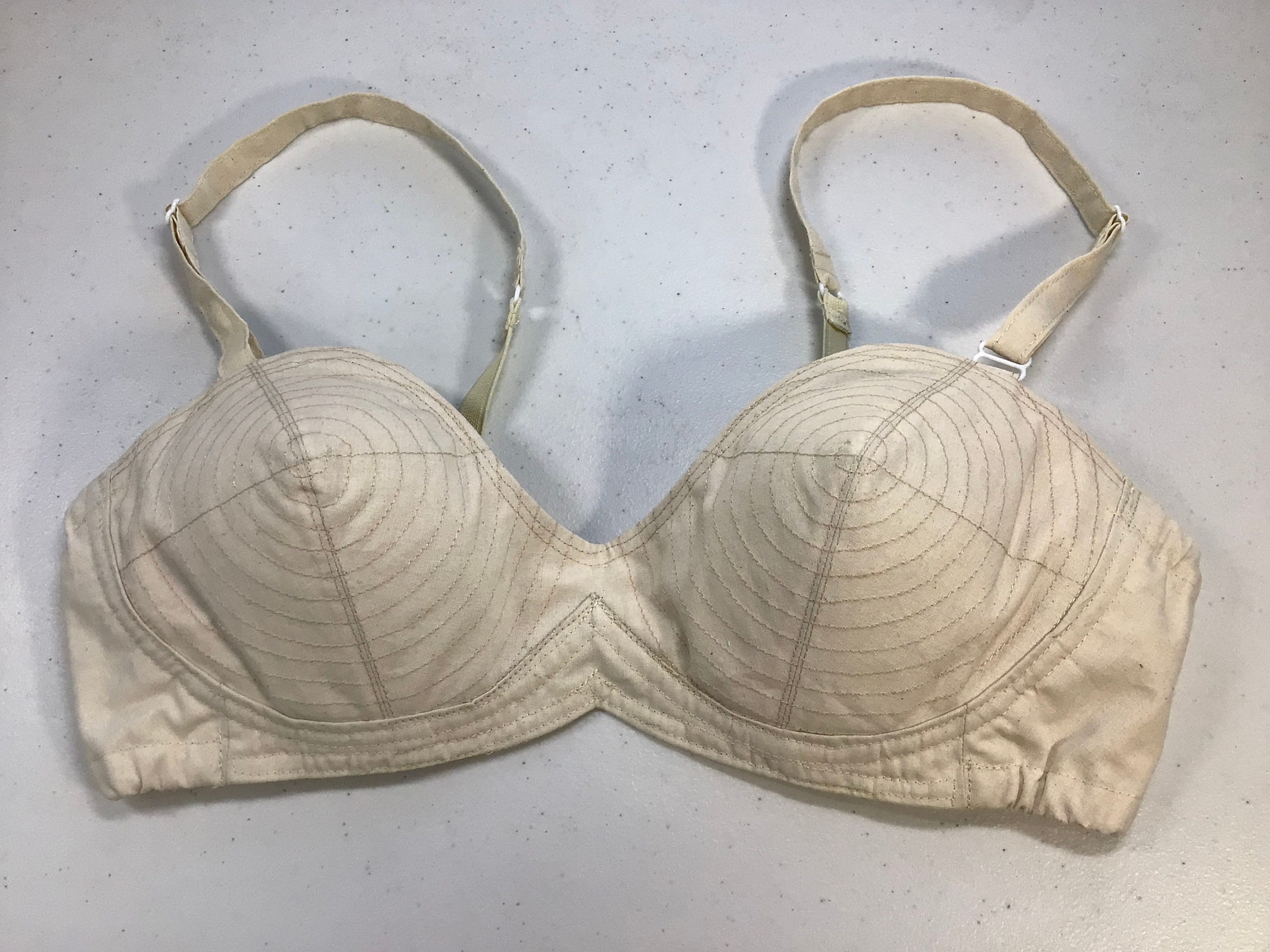 1950s Vintage Style Cotton Bullet Cone Bra - Wireless Padded Lingerie ...