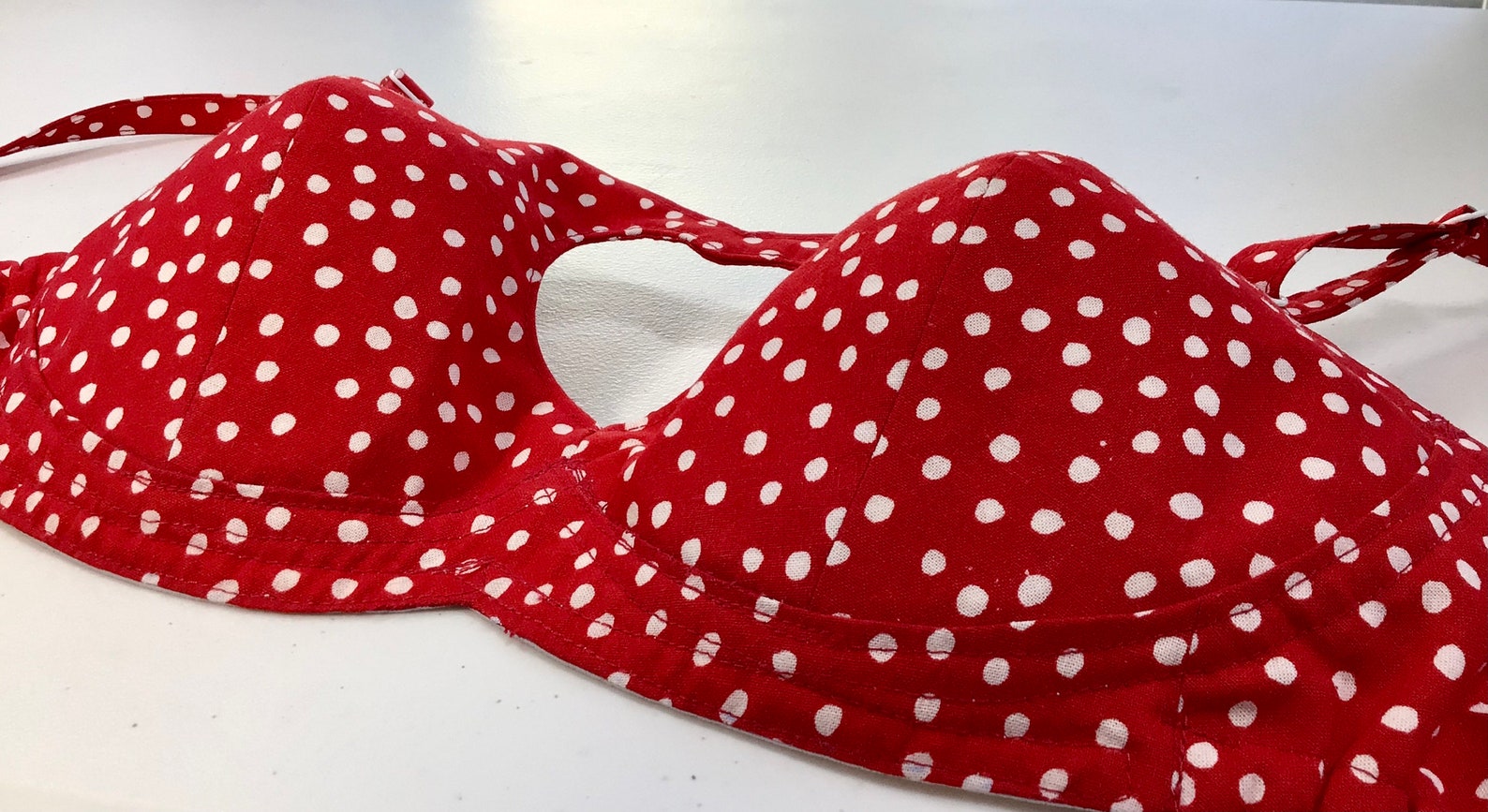 1950s 50s Retro Pin up Bullet Bra – Custom Cone Bra in Polka Dots & Red ...