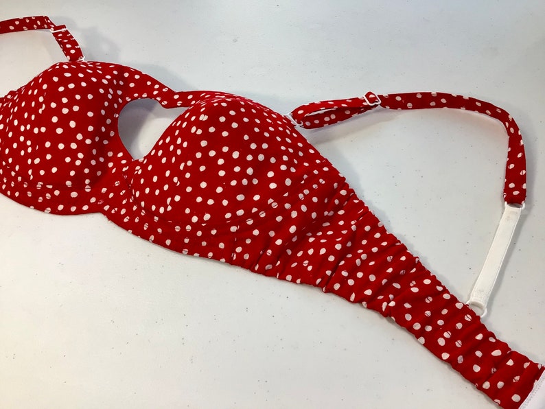 1950s 50s Retro Pin up Bullet Bra – Custom Cone Bra in Polka Dots & Red ...