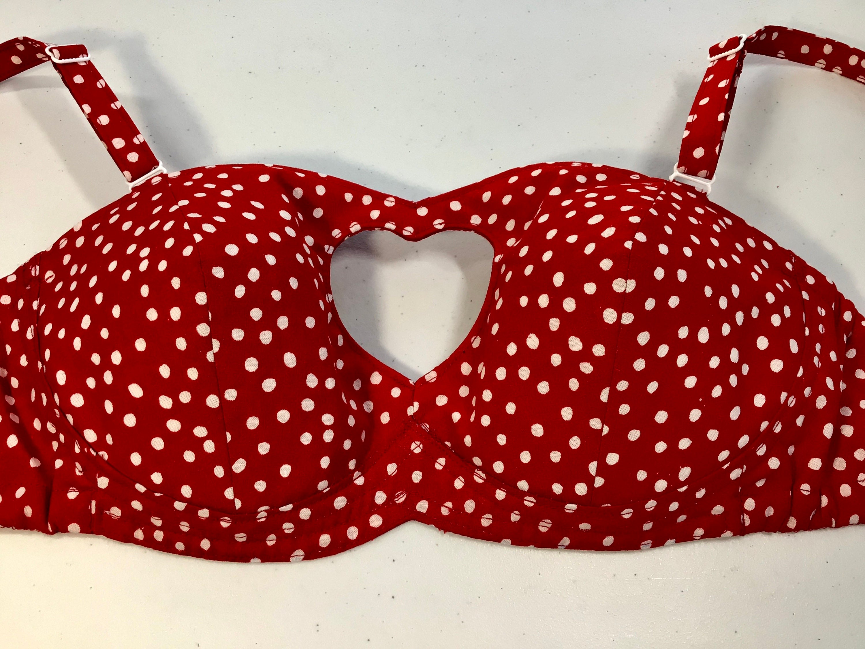1950s 50s Retro Pin up Bullet Bra – Custom Cone Bra in Polka Dots & Red ...