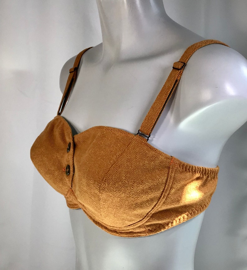 Vintage Bullet Bra Wool Bralette – 1940s 1950s Cone Bra Style, Wire ...