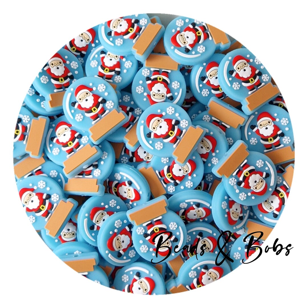 BULK 2-10 Pieces Silicone Santa Beads for Jewellery and Craft Projects ...