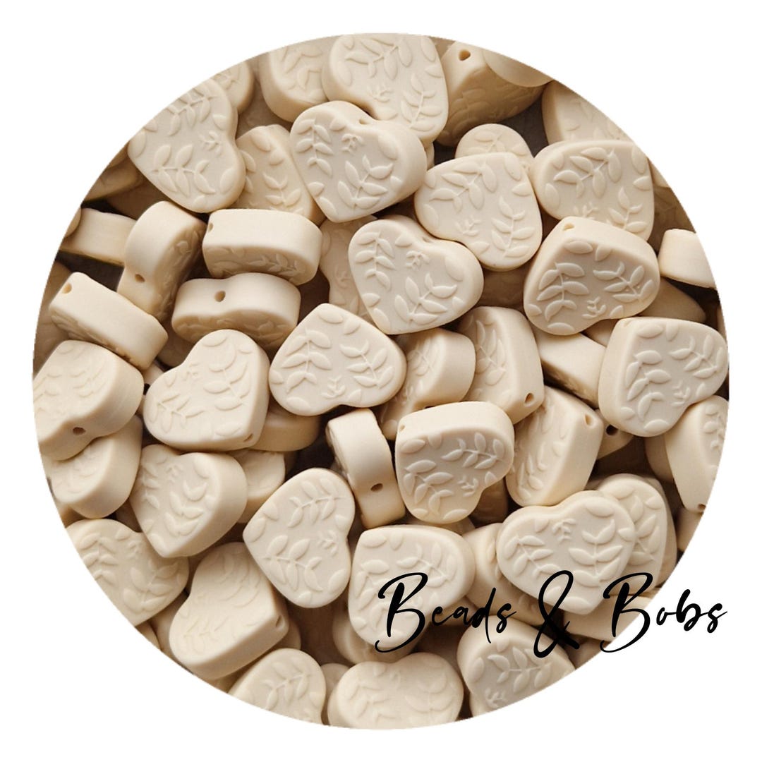 BULK 2-10 Pieces Silicone Embossed Hearts Beads for Jewellery and Craft ...