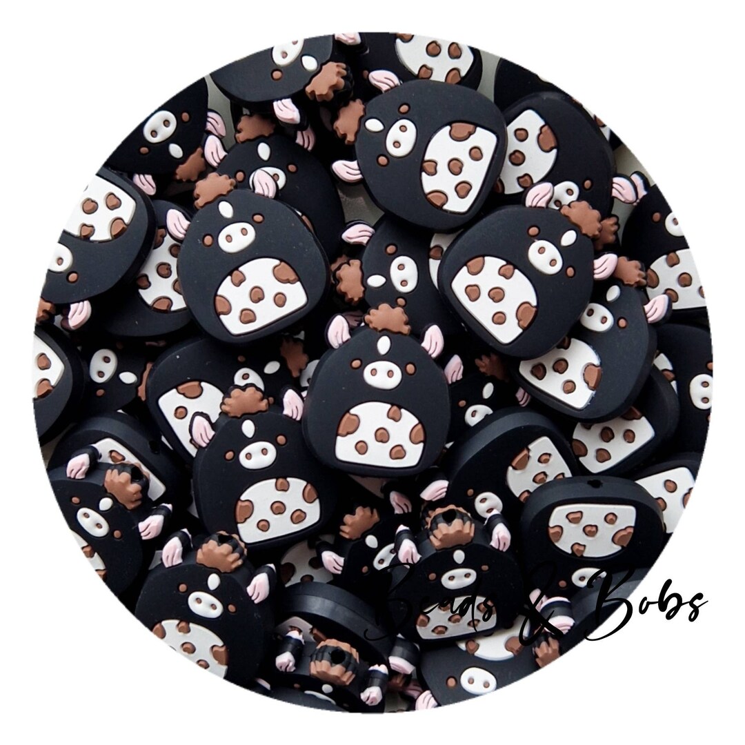 BULK 2-10 Pieces Silicone Mohawk Cow Beads for Jewellery and Craft ...