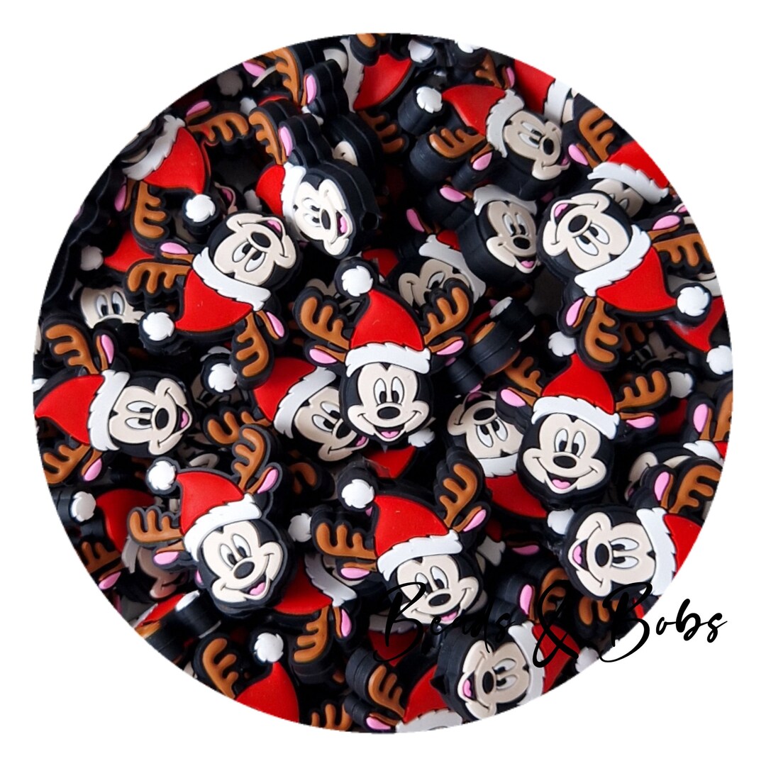 BULK 2-10 Pieces Silicone Reindeer Mouse Beads for Jewellery and Craft ...