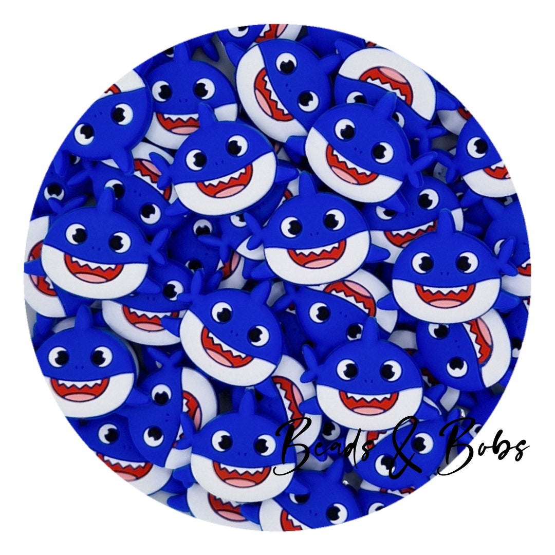 BULK 2-10 Silicone Shark Beads for Jewellery and Craft Projects - Blue ...