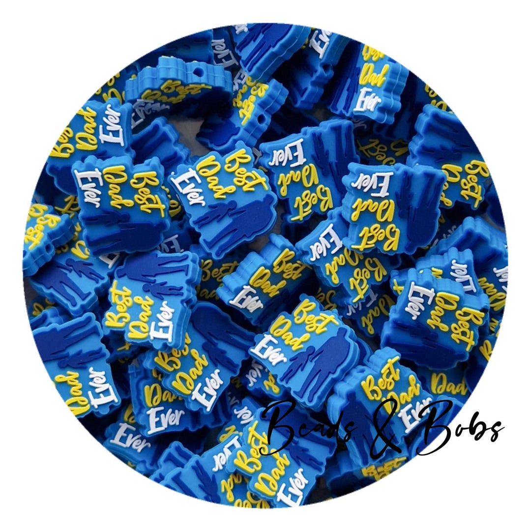BULK 2-10 Pieces Silicone Best Dad Ever Beads for Jewellery and Craft ...