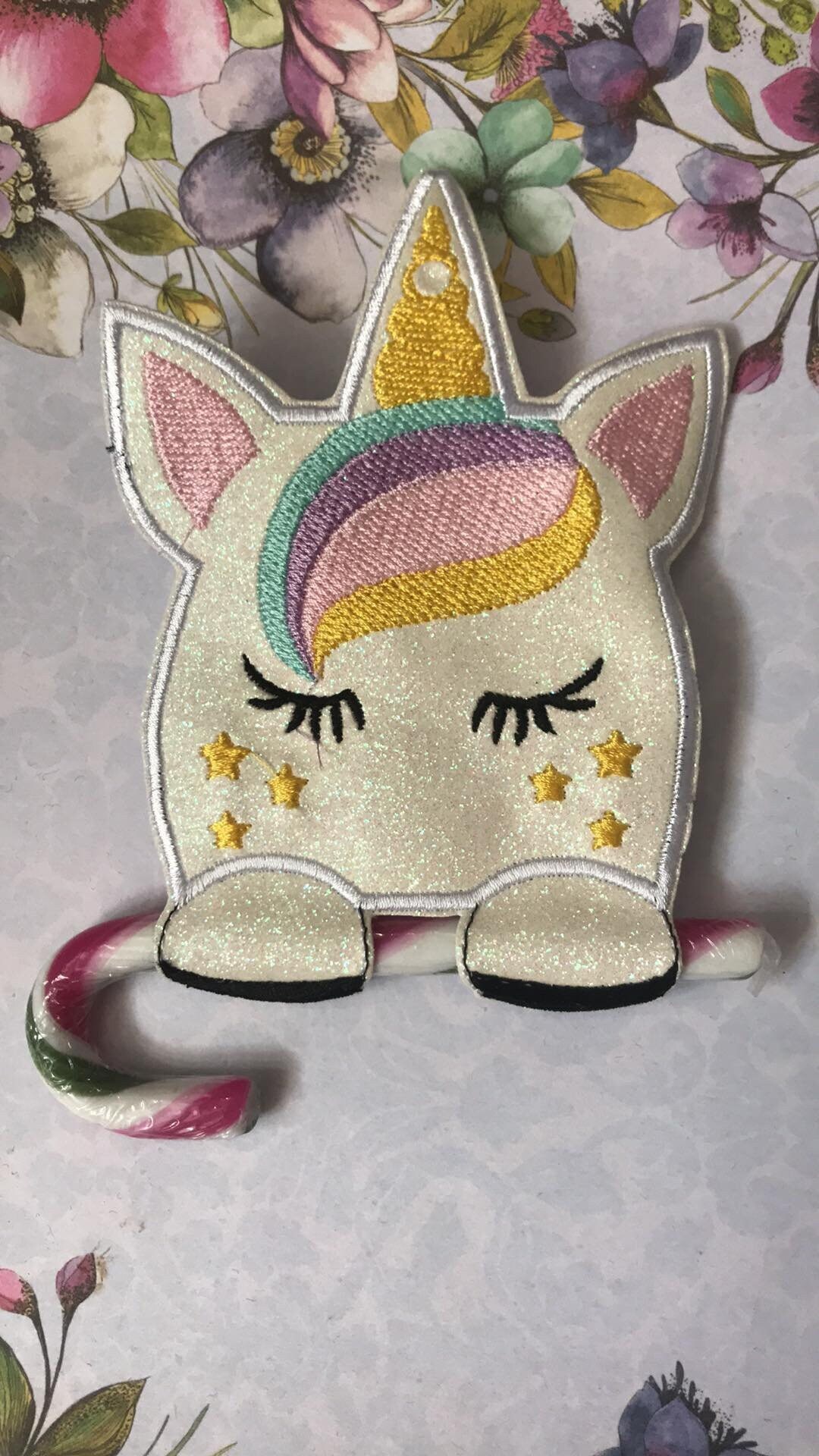 Unicorn Candy Cane Holder, Christmas Tree Decoration, Rainbow Unicorn ...