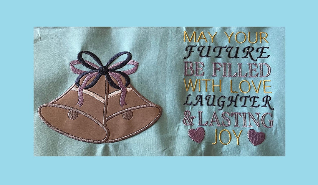 Wedding Bells Applique 5 X 7 Nuptial Gift Pocket Reading Cushion ...