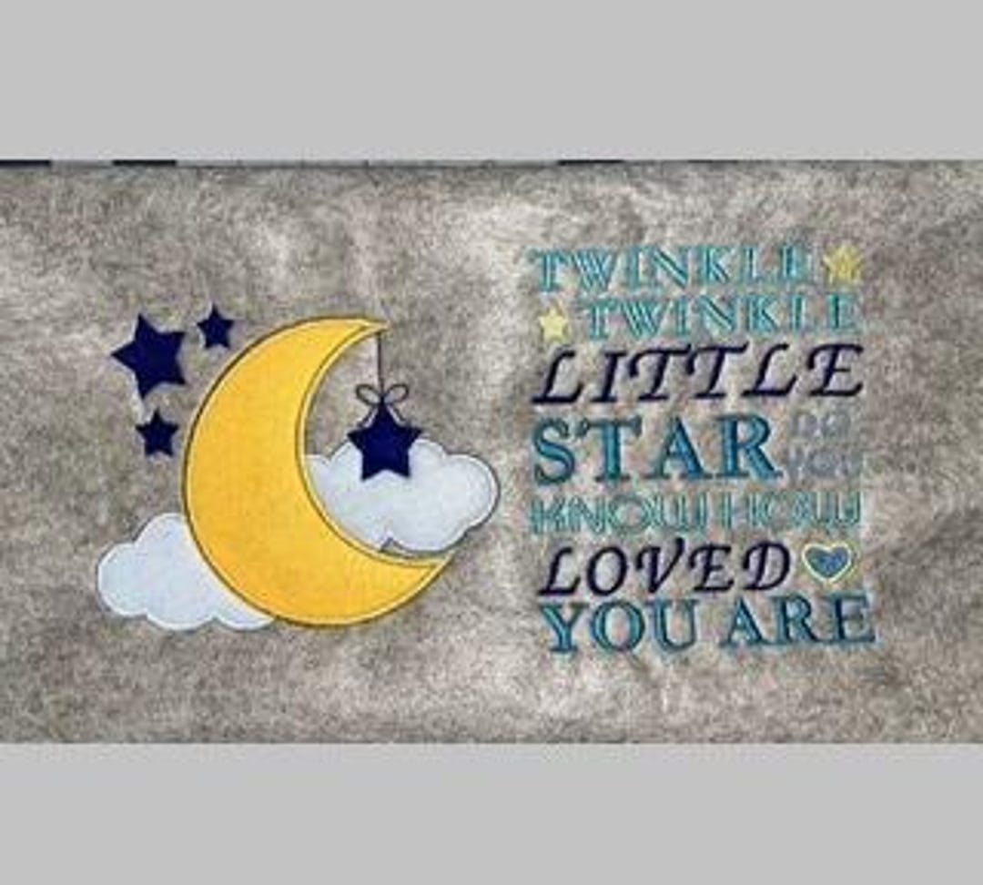 Twinkle Twinkle Little Star Pillow Embroidery Applique 5 X 7, Moon ...