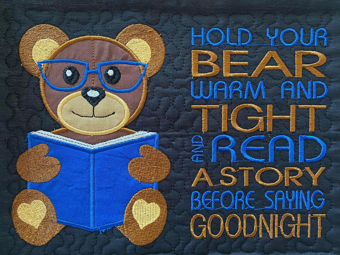 Applique Teddy Bear 5 X 7 Pocket Reading Pillow, Reading Cushion ...