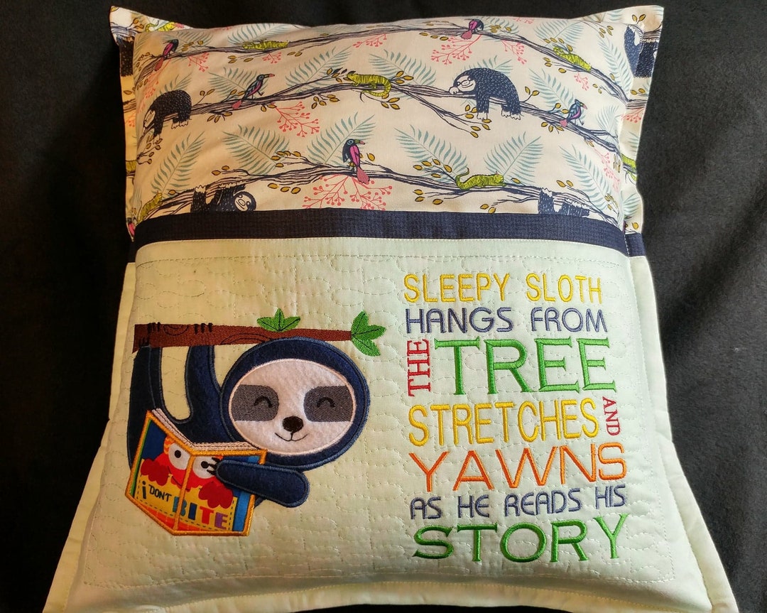 Applique Sloth 5 X 7 Jungle Animal Pocket Reading Cushion, Jungle ...