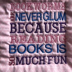 Bookworm Pocket Reading Insect Design Pocket Pillow 5 X 7 Embroidery ...