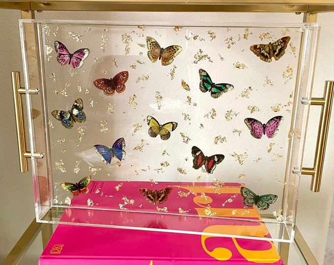 Acrylic Serving Tray Butterfly Lucite Tray 11x14 Bar Cart - Etsy