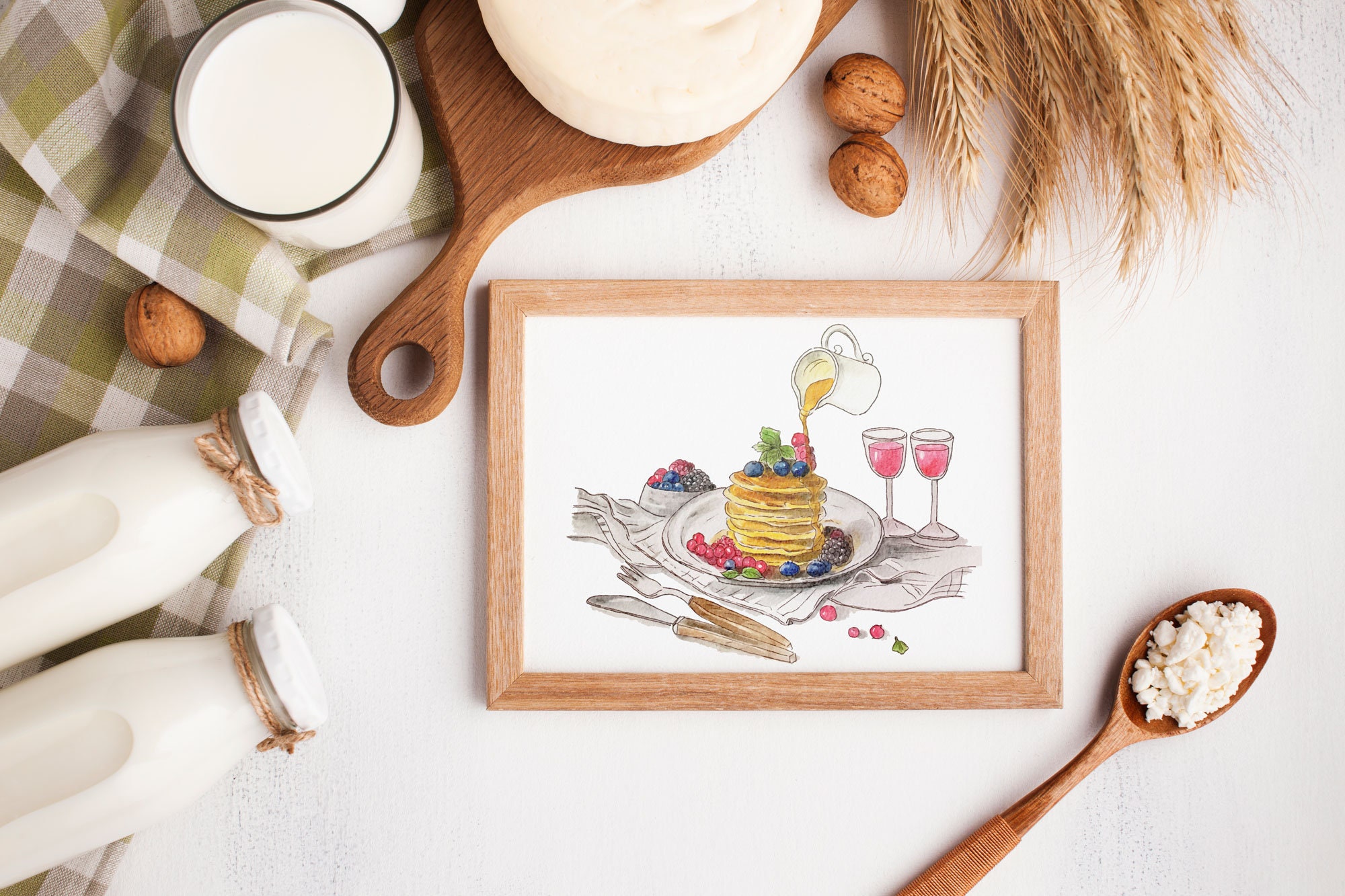 Hand Drawing Food Desserts Watercolor Illustration Collection Print ...