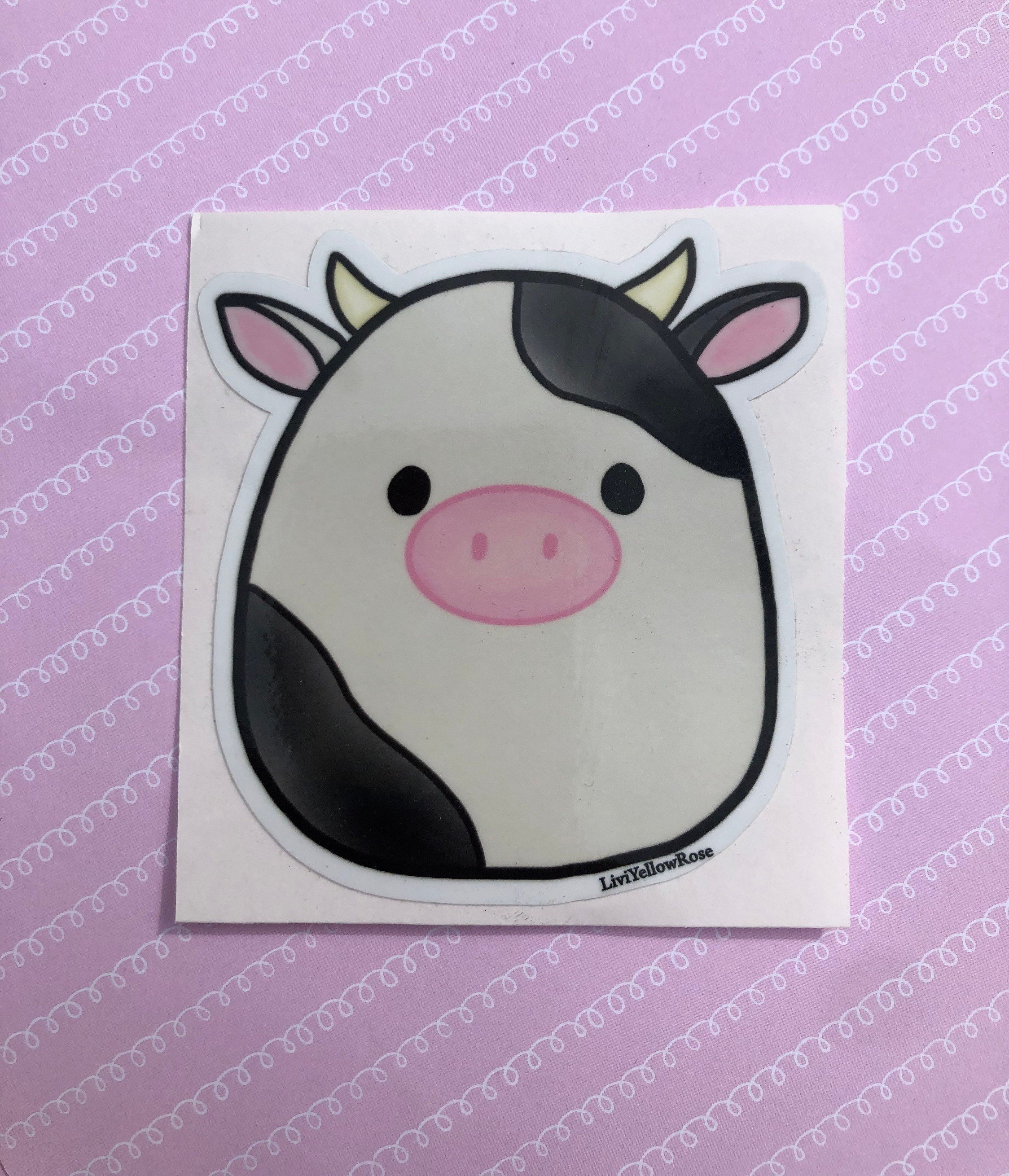 Connor the Cow Squishmallow Glossy Weatherproof Sticker/decal - Etsy