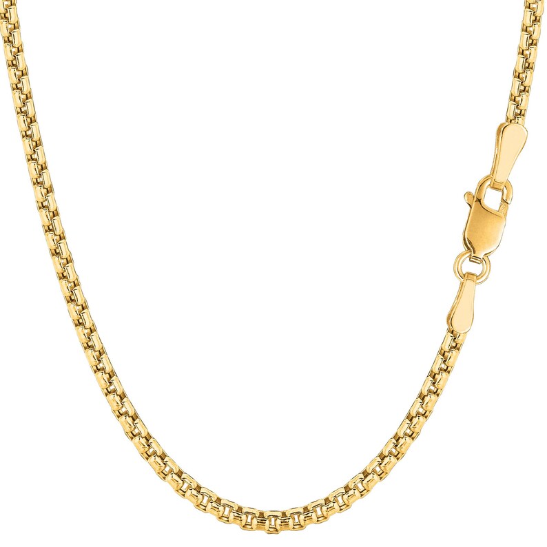 14k Yellow Gold Solid Round Box Chain - Etsy