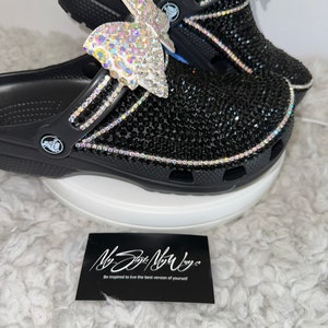 My Handmade Black Rhinestone White Bow Custom Clogs for My Style ...