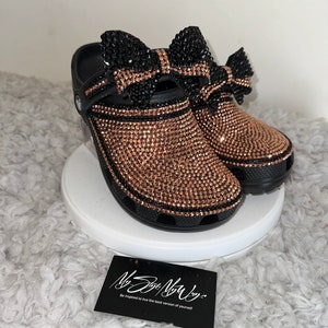 Black Custom Crocs | Black Bling Bow | Birthday Gifts for Her | Custom ...