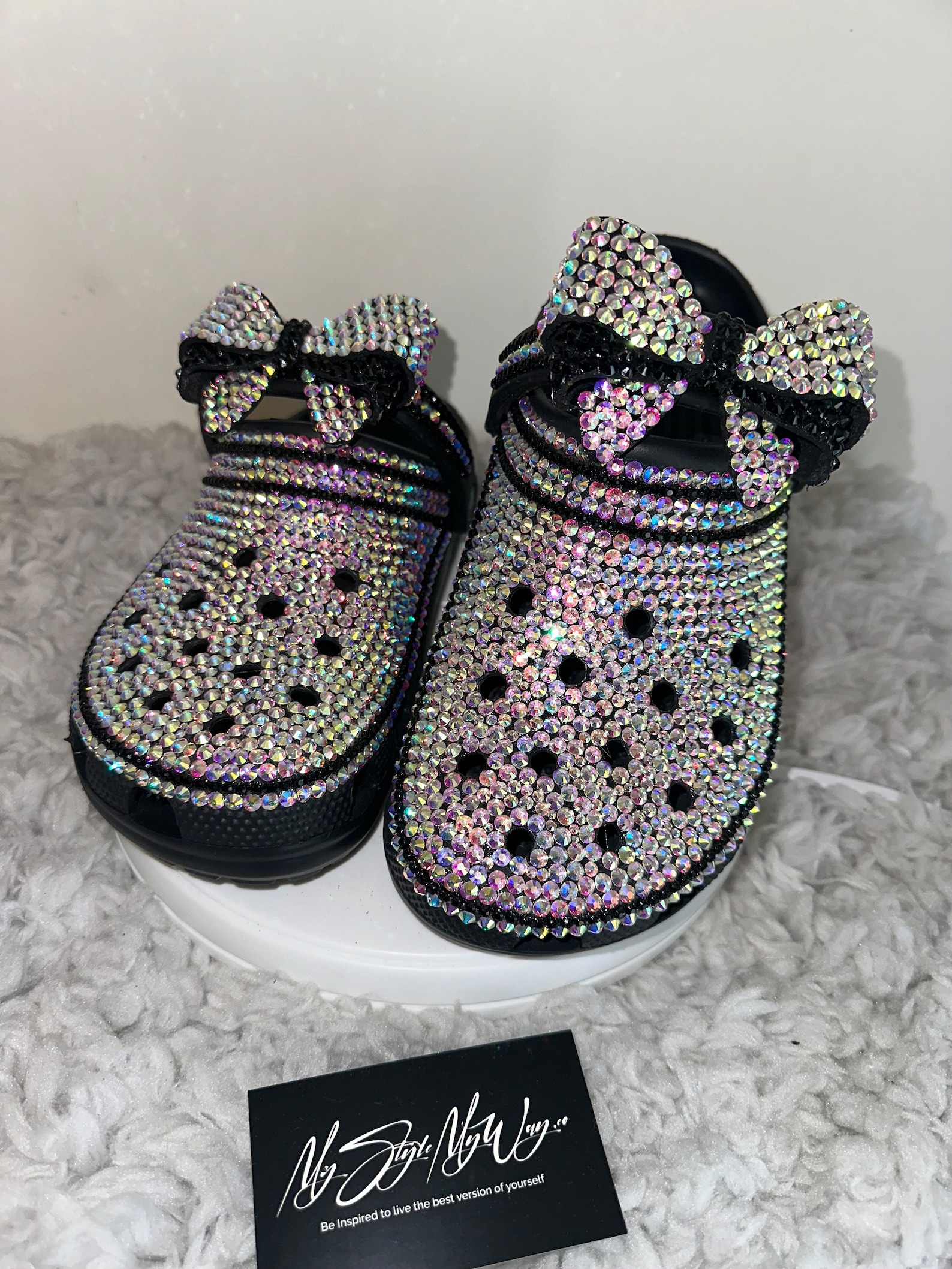 Bling Crocs: Black Rhinestone Crocs With Bow - Etsy