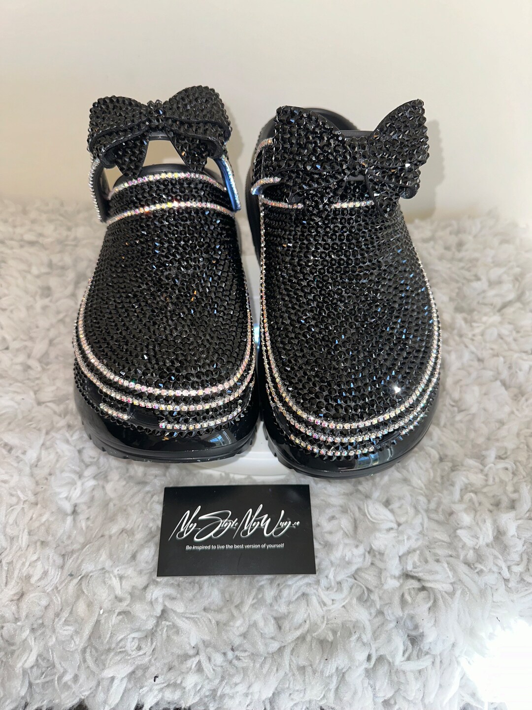 Black Custom Mega Crush Crocs | Black Bling Bow | Birthday Gifts for ...