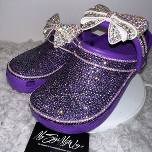 Purple Crystal Crocs: Rhinestone Bow, Blinged Shoes - Etsy
