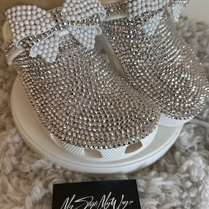 My Handmade Clear and Solid White Rhinestone Bow Custom Clogs for My ...