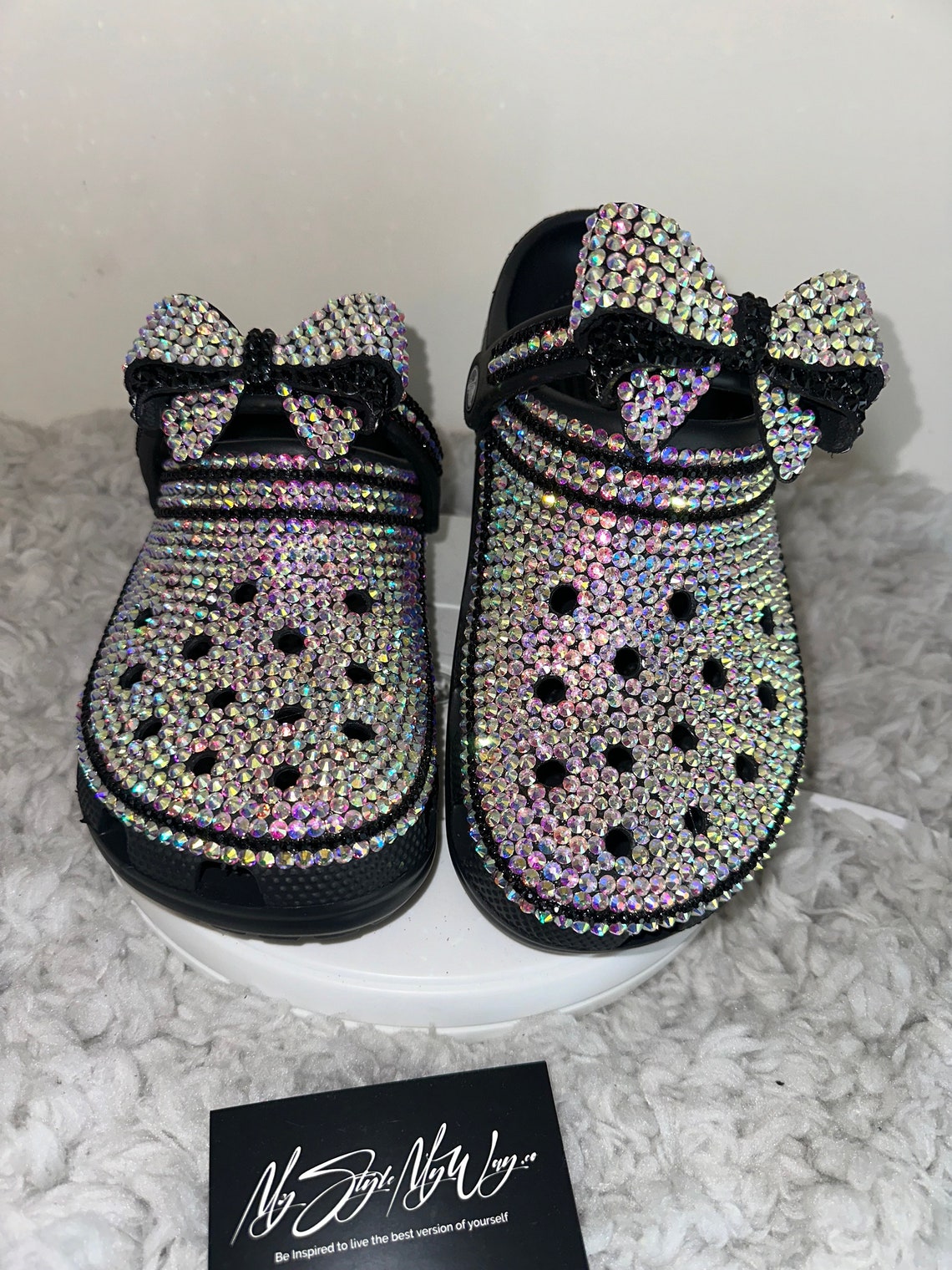 Bling Crocs: Black Rhinestone Crocs With Bow - Etsy
