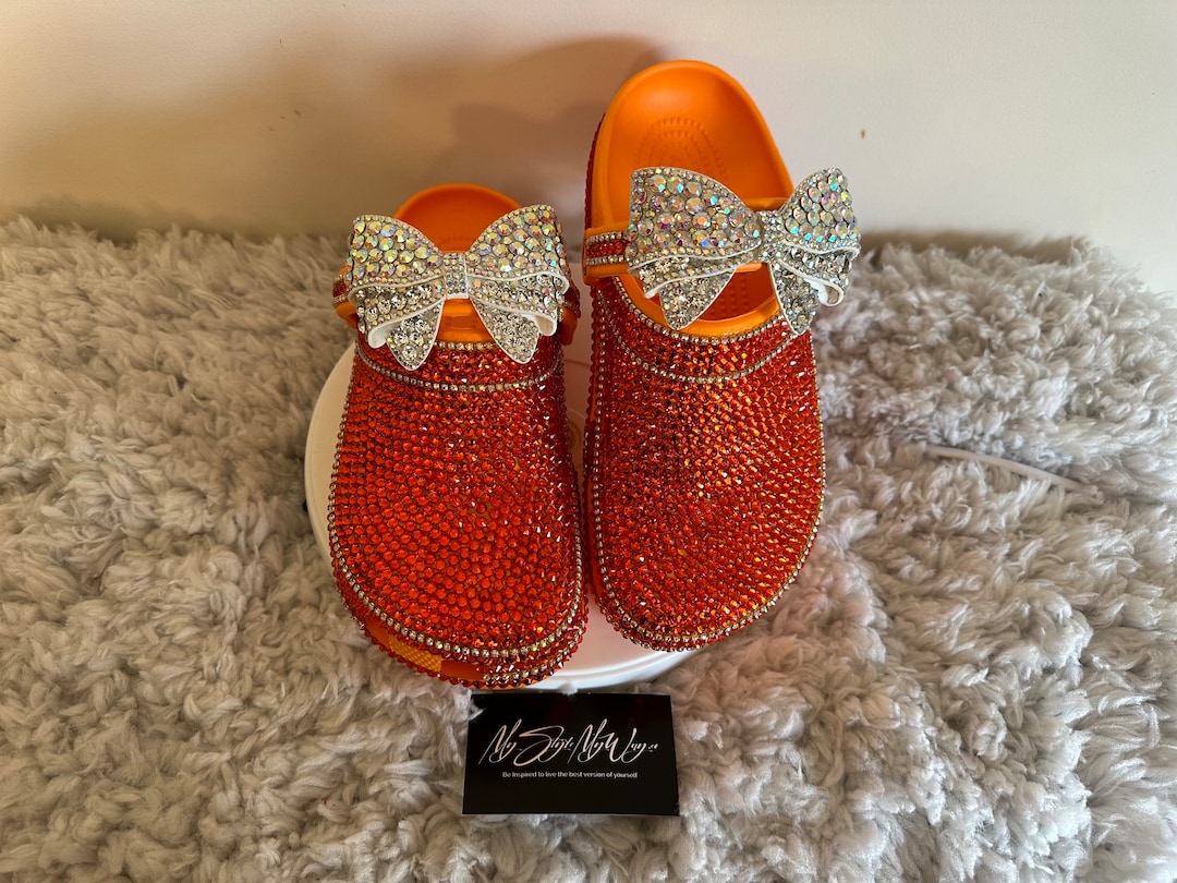 Bling Crocs| Birthday Gift for Her | Orange Custom Crocs - Etsy