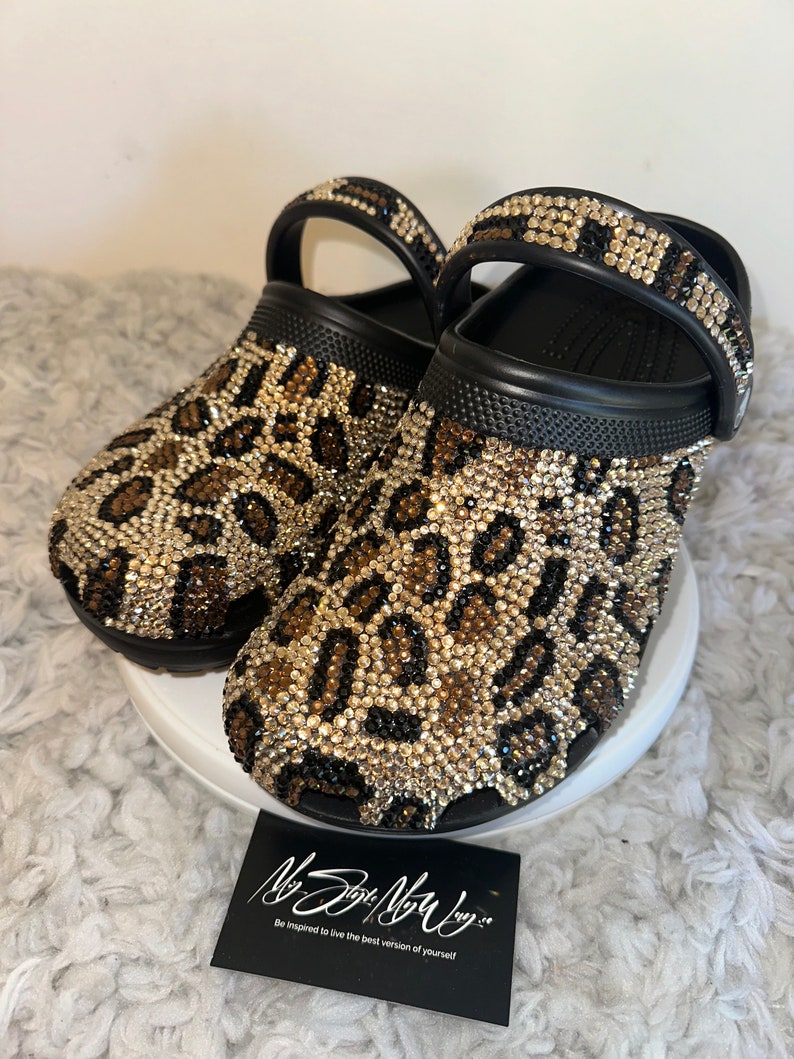 My Handmade Cheetah Rhinestone Custom Clogs for My Style | Birthday ...