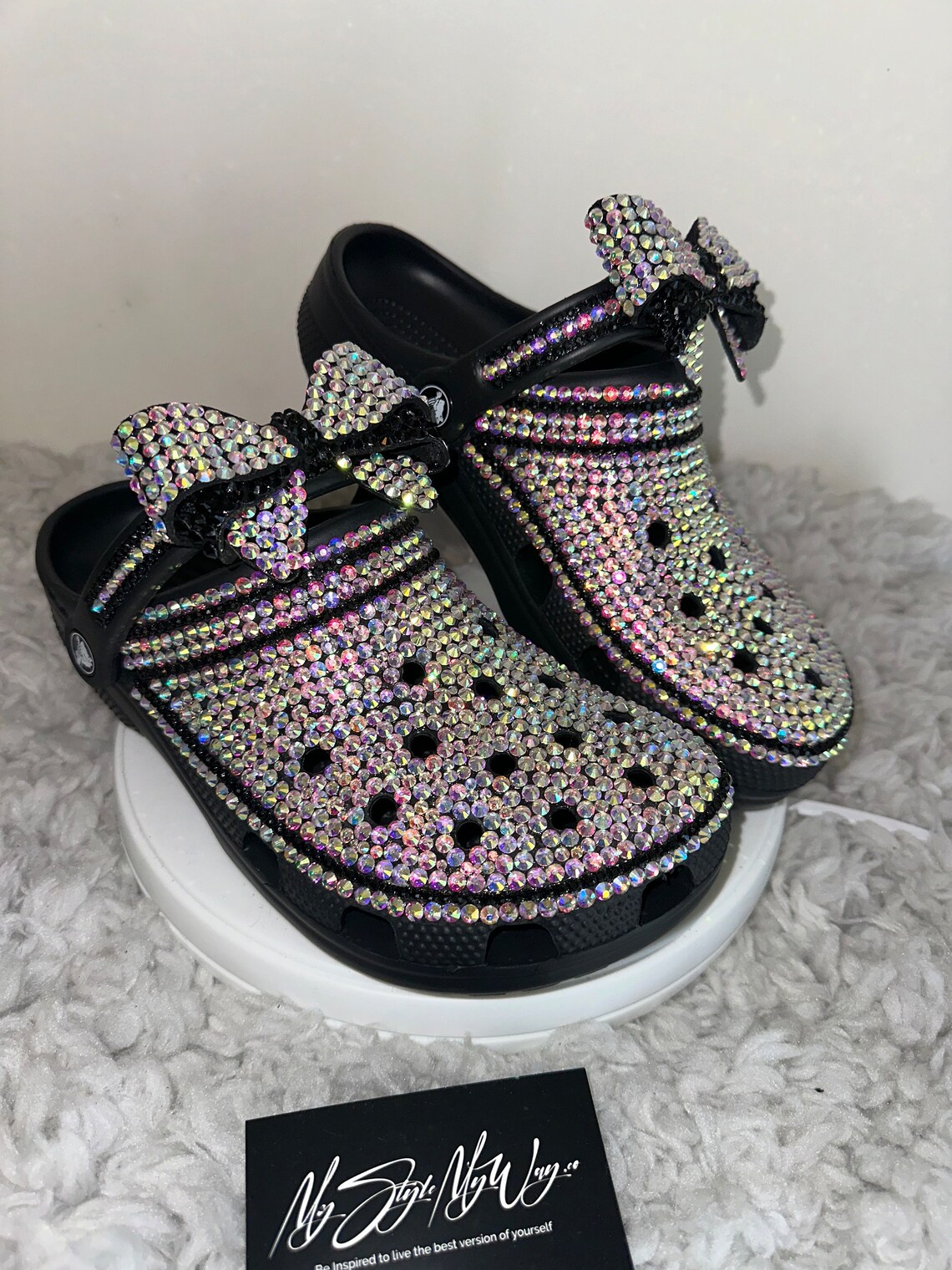 Bling Crocs: Black Rhinestone Crocs With Bow - Etsy