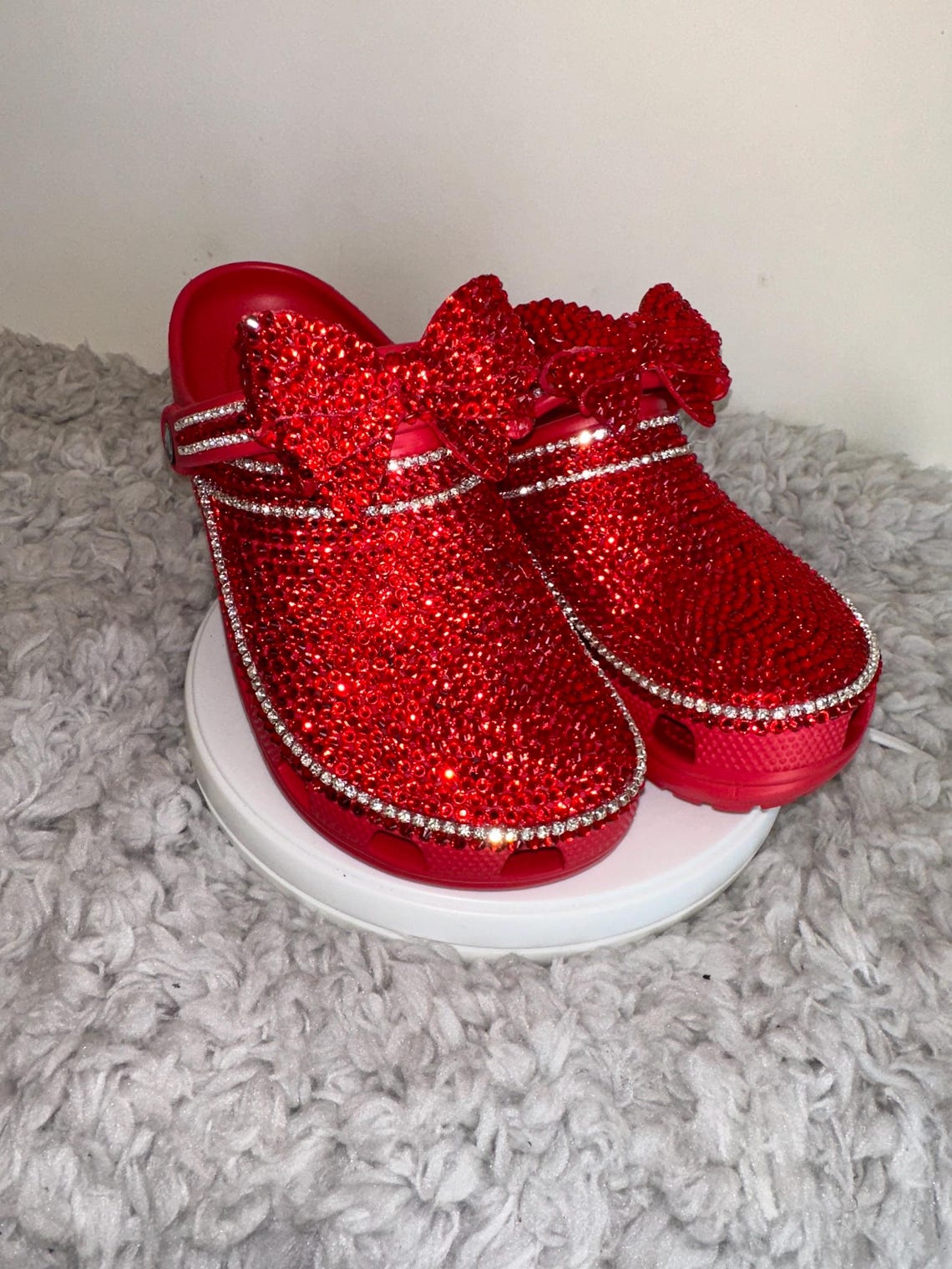 My Handmade Red Rhinestone Bow Custom Clogs for My Style | Birthday ...