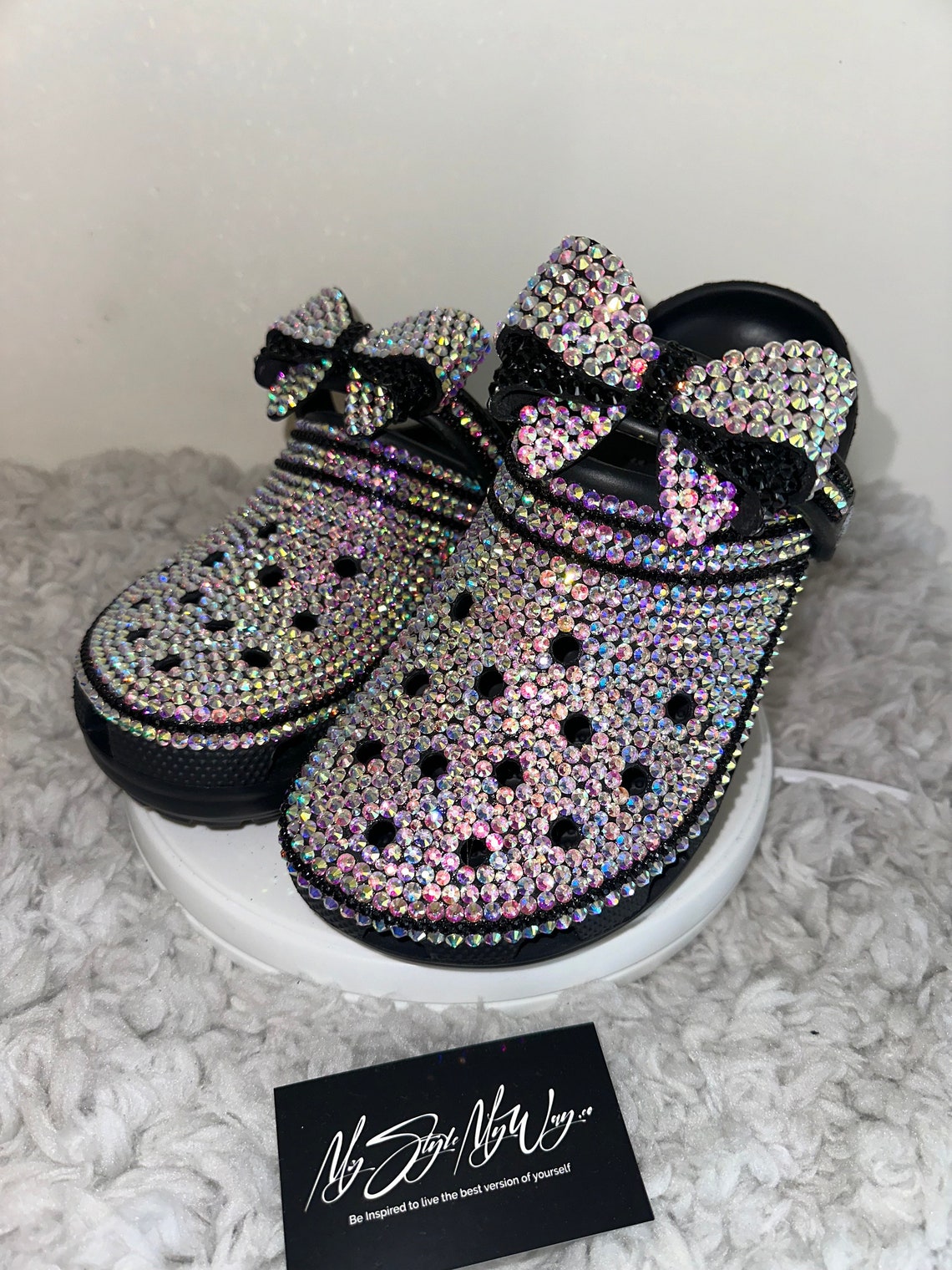 Bling Crocs: Black Rhinestone Crocs With Bow - Etsy