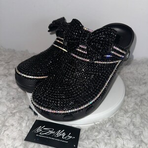 Black Rhinestone Crocs With Bow: Custom Bling Shoes - Etsy