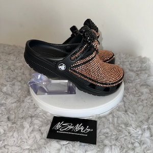 Black Custom Crocs | Black Bling Bow | Birthday Gifts for Her | Custom ...