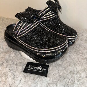 Black Custom Mega Crush Crocs | Black Bling Bow | Birthday Gifts for ...