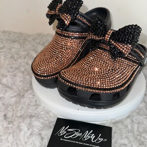 Black Custom Crocs | Black Bling Bow | Birthday Gifts for Her | Custom ...