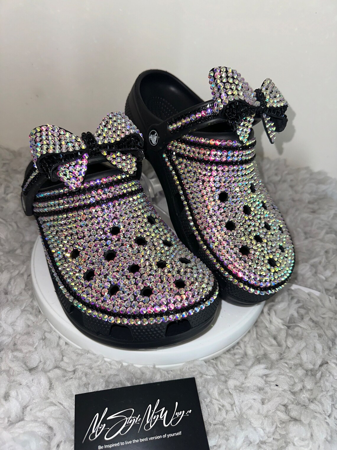 Bling Crocs: Black Rhinestone Crocs With Bow - Etsy