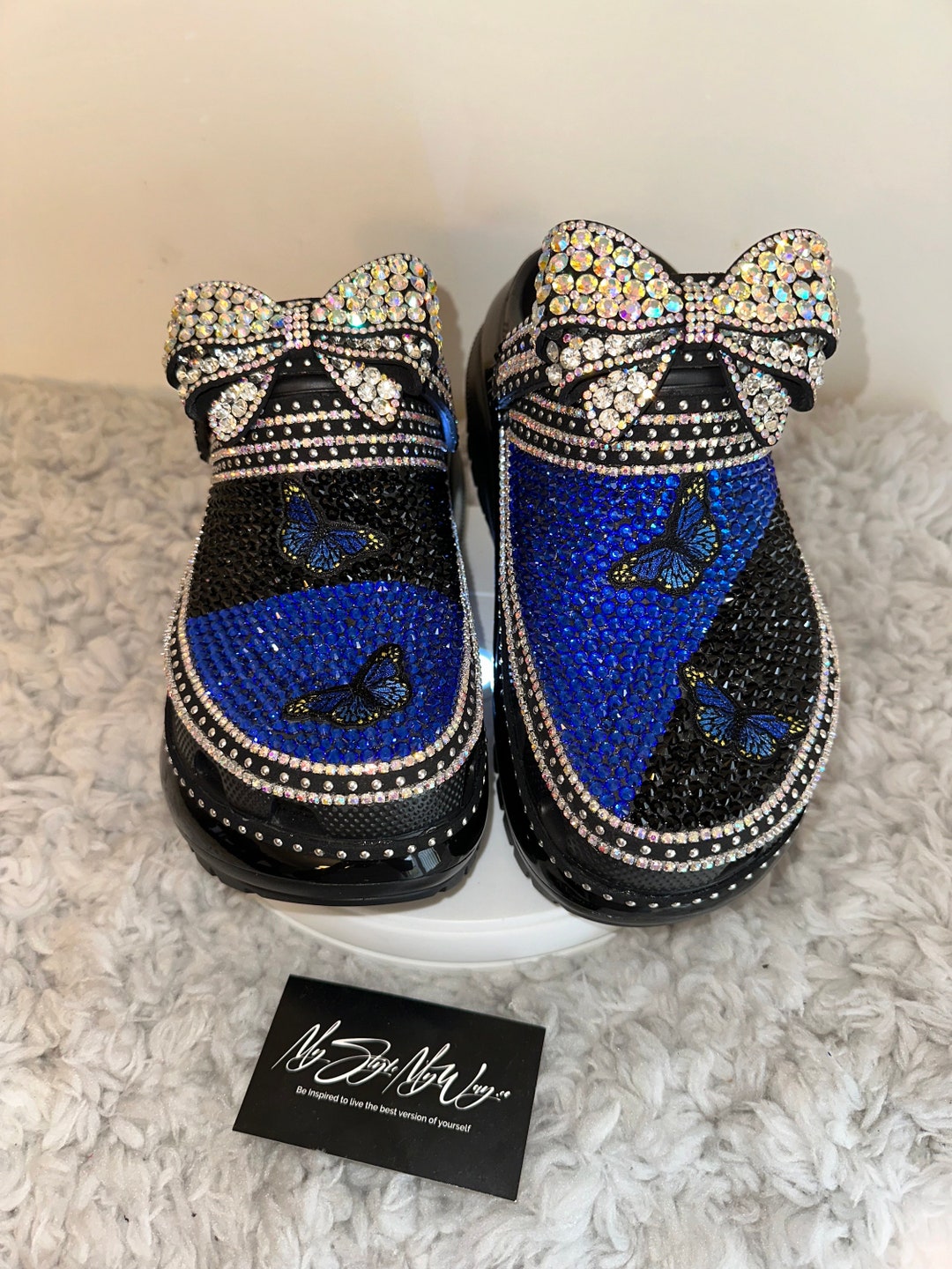 Black Mega Crush Crocs: Rhinestone Bow, Custom Bling - Etsy