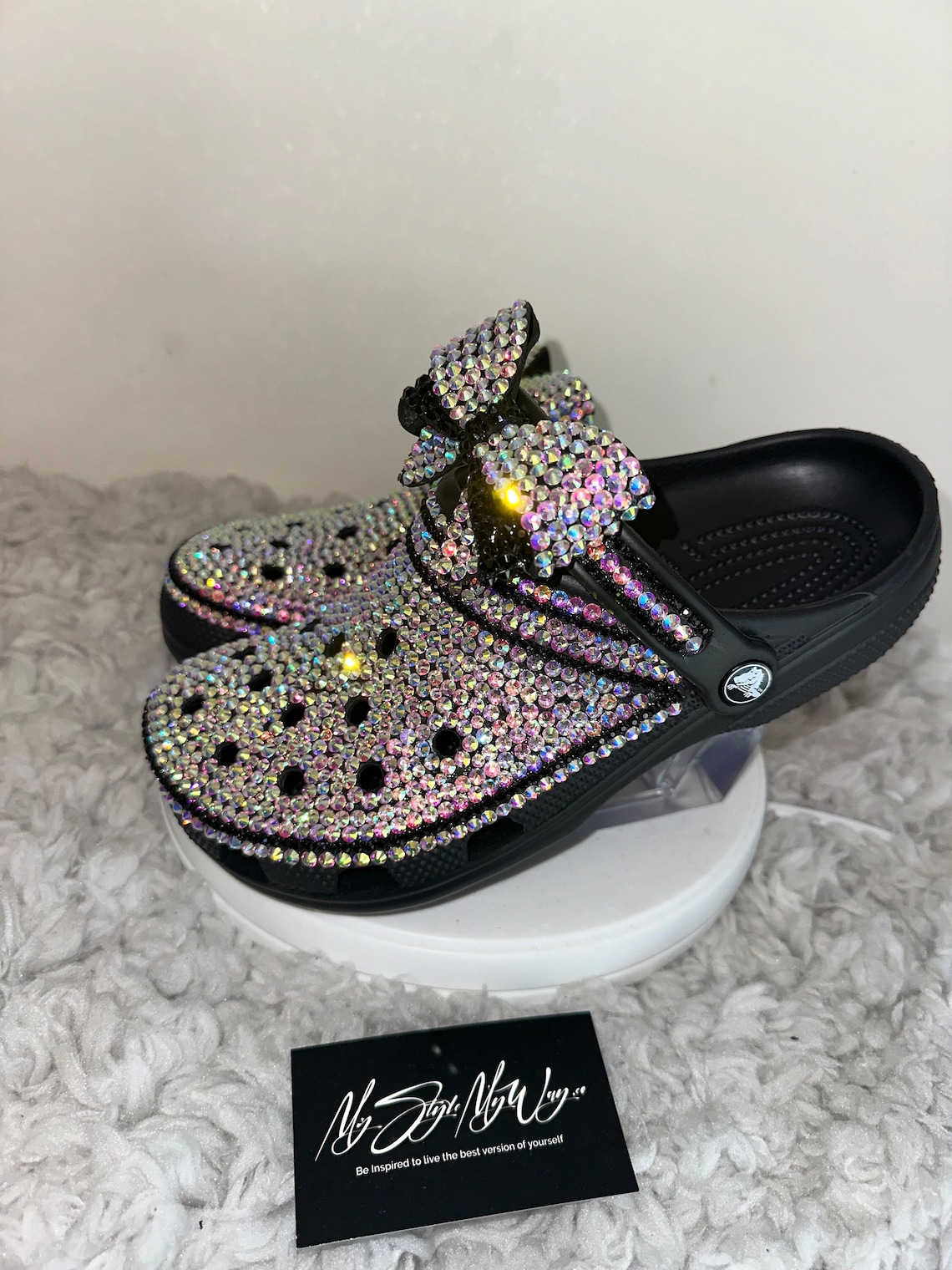 Bling Crocs: Black Rhinestone Crocs With Bow - Etsy