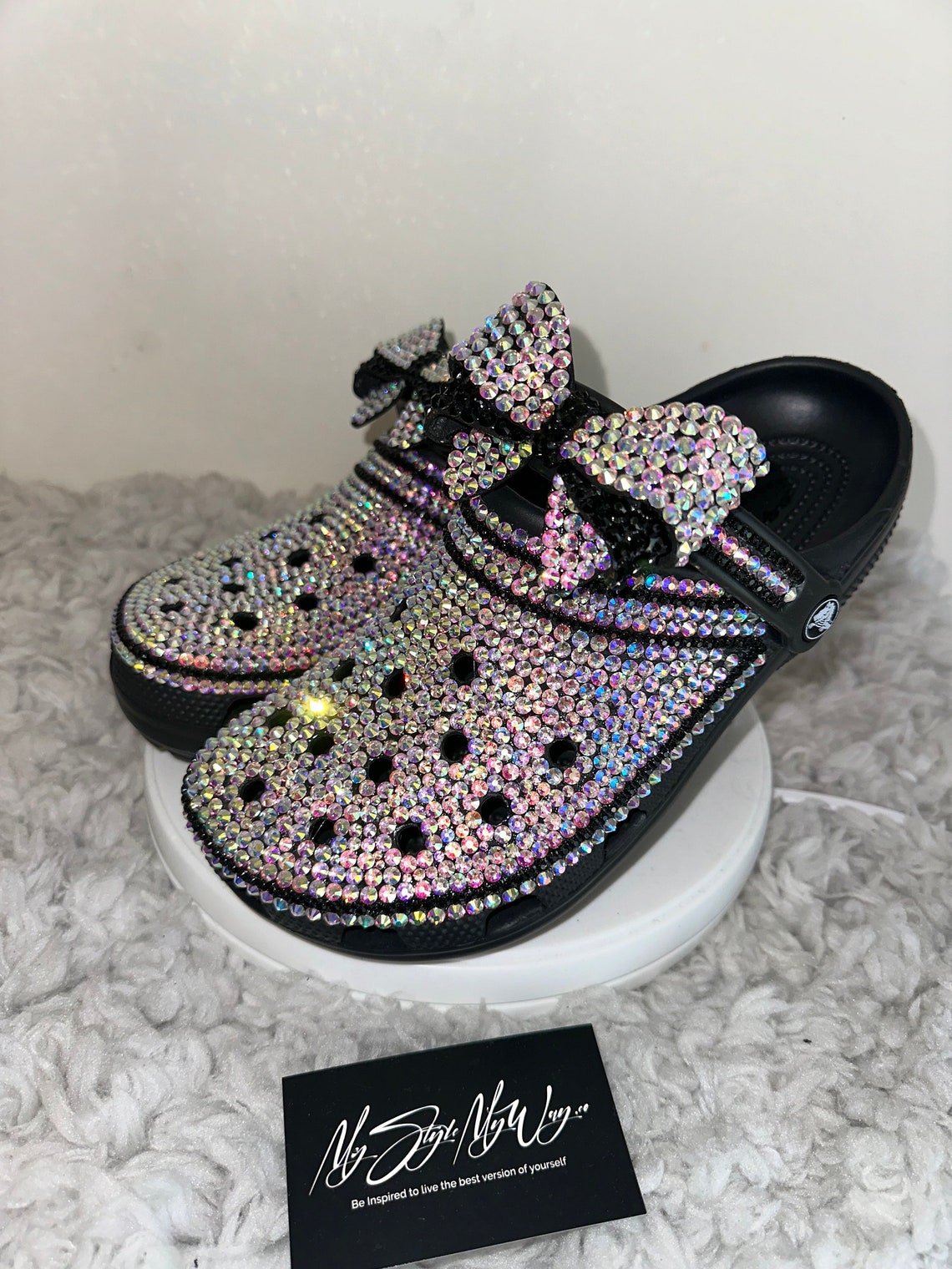Bling Crocs: Black Rhinestone Crocs With Bow - Etsy