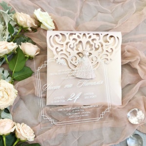 Wedding Invitation Clear Acrylic, Luxury Cutting Envelope With Silk ...