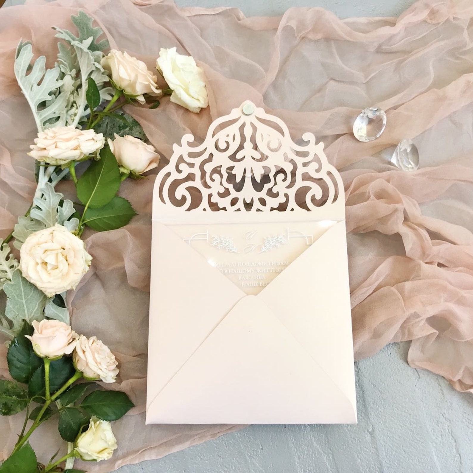 Wedding Invitation Clear Acrylic Luxury Cutting Envelope With - Etsy